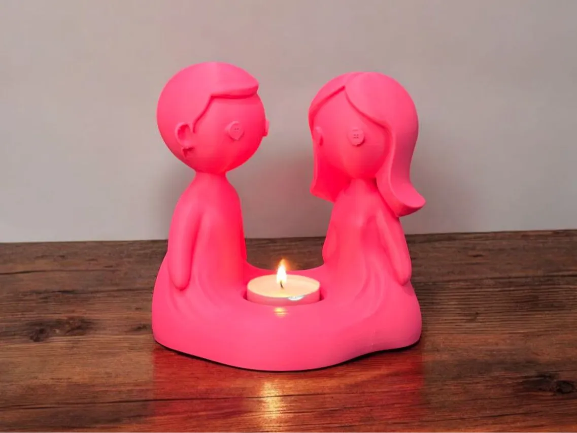 Romantic Couple Candle Holder - Free 3D Print Model - MakerWorld