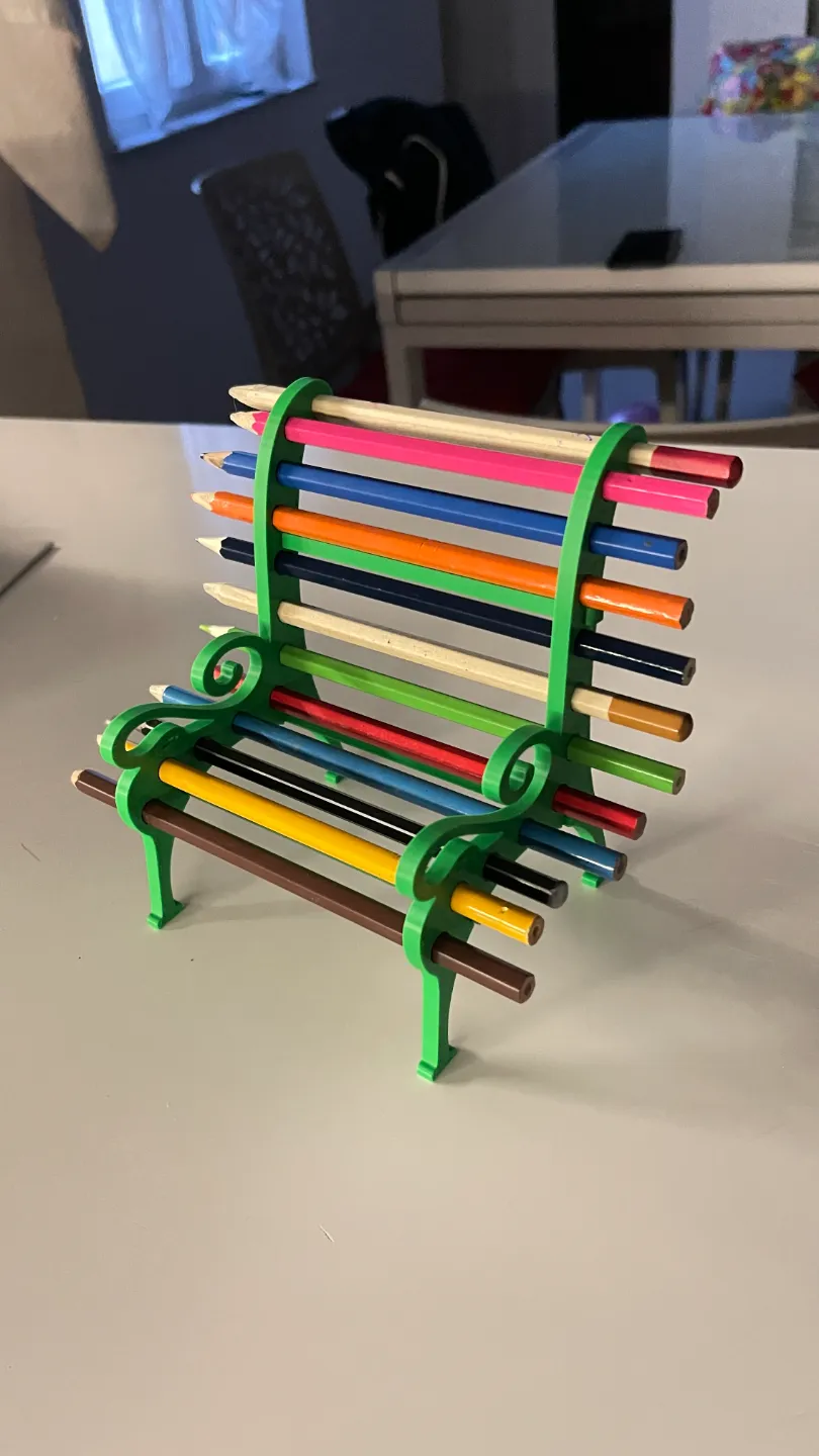 Pencil storage bench phone holder stand by Tala16 - MakerWorld