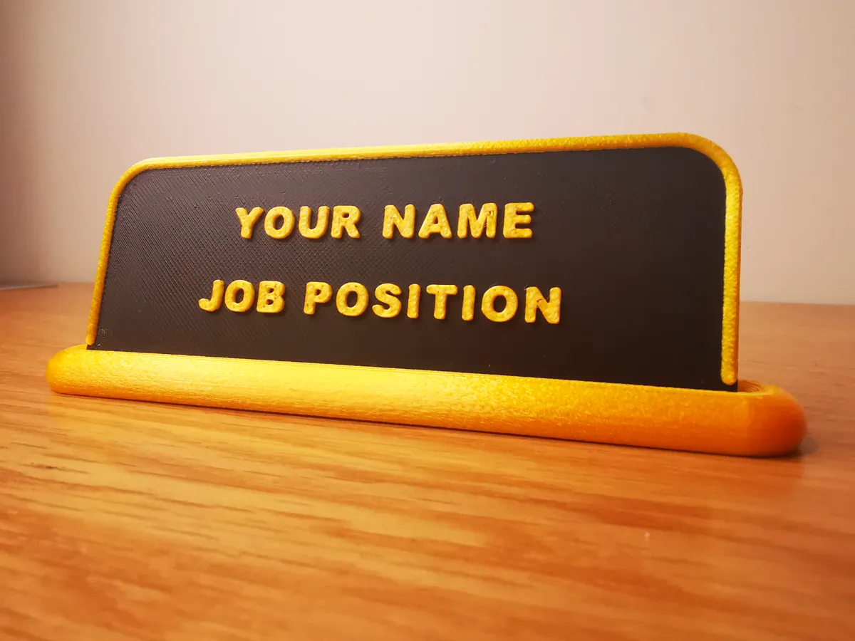 CUSTOMIZABLE Office Desk Name Plate V3 - Free 3D Print Model - MakerWorld