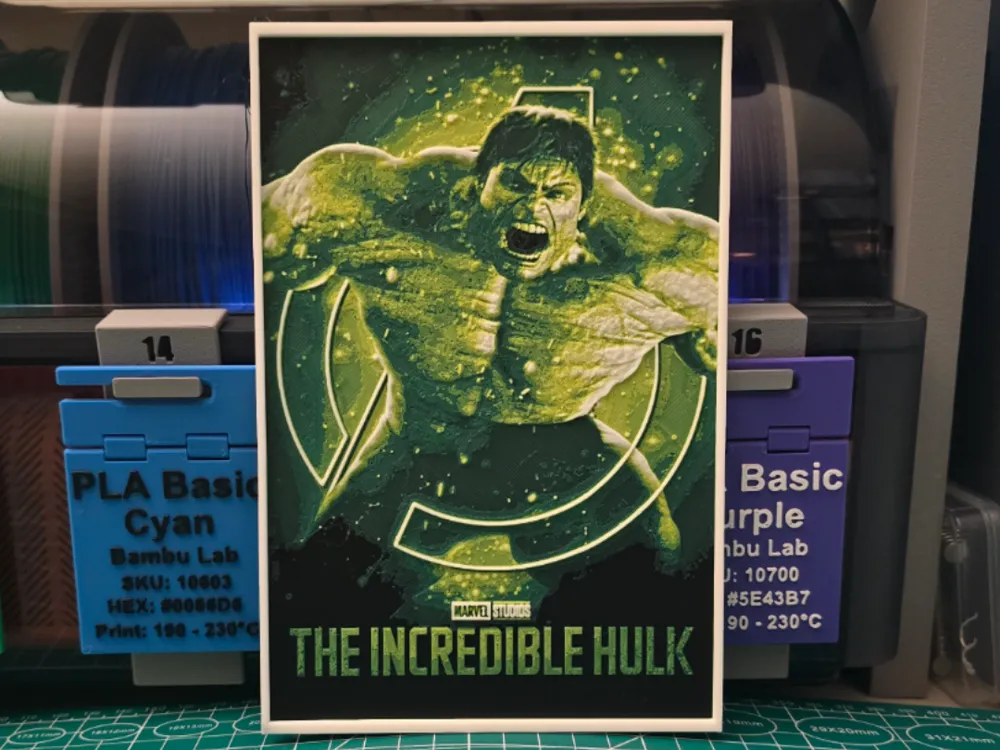 The Incredible Hulk Movie Poster - Hueforge Art by Lumpy3D - MakerWorld