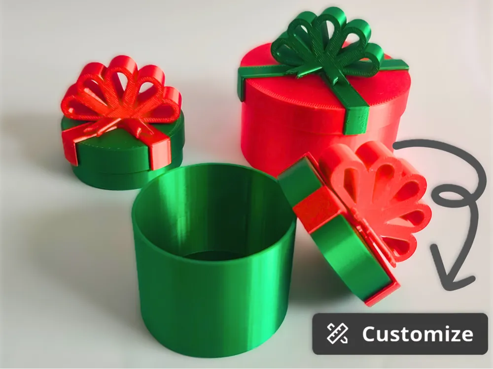 Christmas customizable round gift box - Free 3D Print Model - MakerWorld