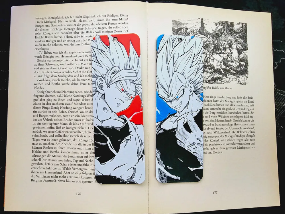 Goku and Vegeta Bookmark Set - HueForge by Think3D - MakerWorld