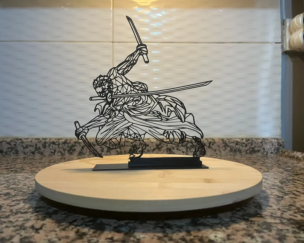 Roronoa Zoro Line Art Figure with Stand–One Piece - Free 3D Print Model ...