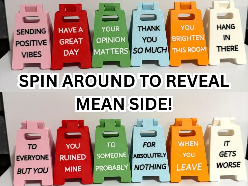 Mini Funny Signs – One Side Positive/One Side Mean - Free 3D Print ...