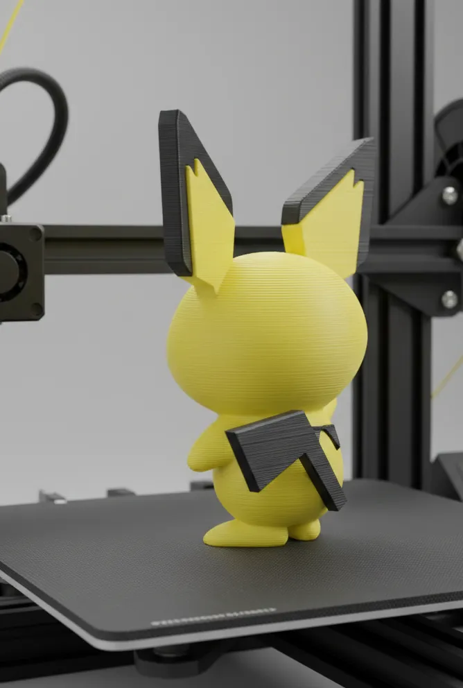 Cute Pichu NO AMS required (Multiparts) - Free 3D Print Model - MakerWorld
