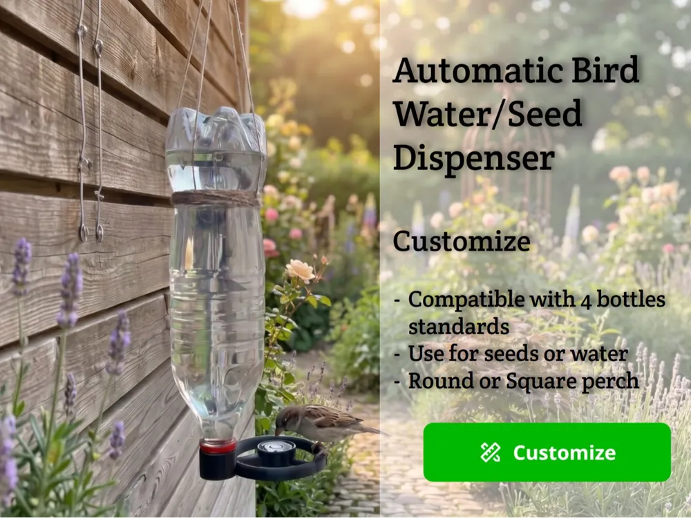 Bird Water (Seed) Dispenser - Customizable - Free 3D Print Model ...