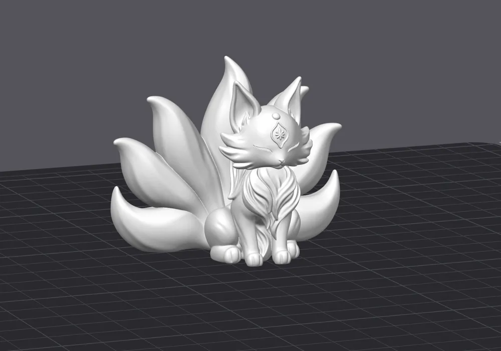 Cute Nine-Tailed Fox Figurine - Free 3D Print Model - MakerWorld