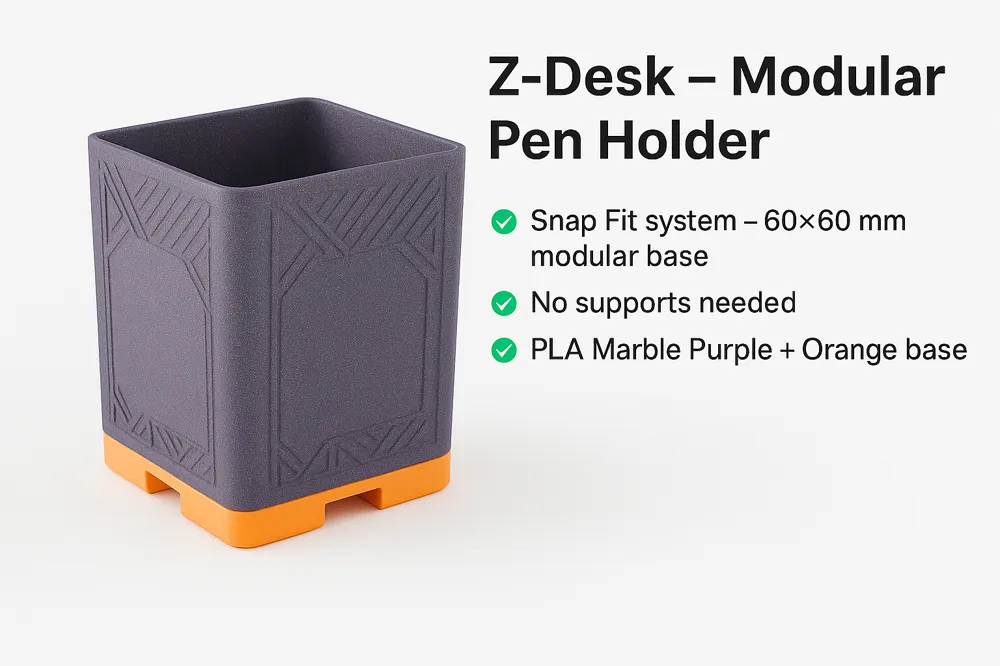 Z-Desk – Pen Holder Modular (Snap Fit) by Polvak3D MakerWorld: Download ...