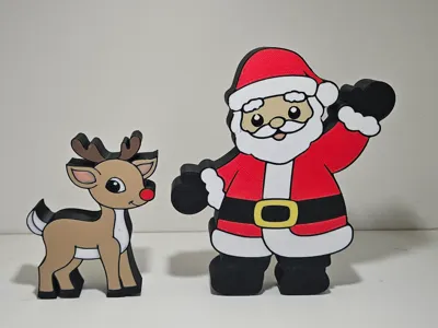 Santa and Rudolph - Free 3D Print Model - MakerWorld