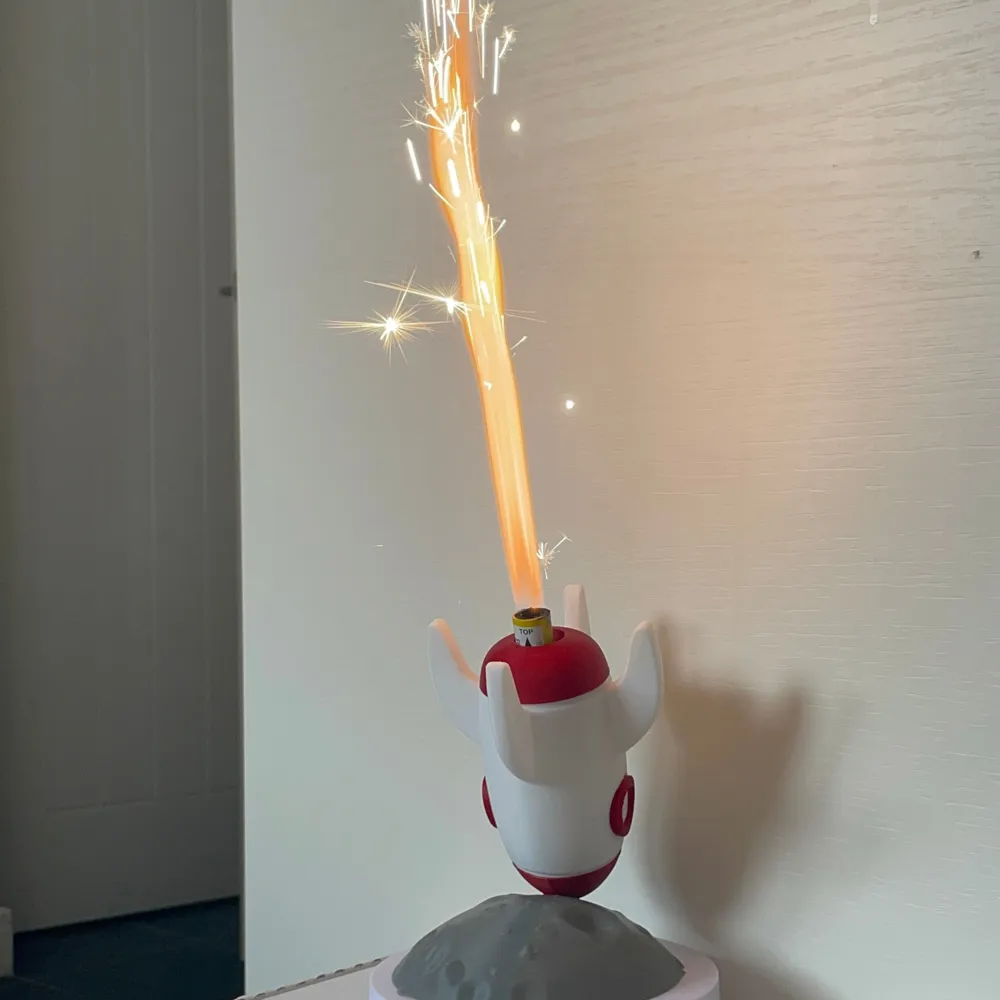 Cake Topper Rocket Sparkler Candle Holder Space - Free 3D Print Model ...