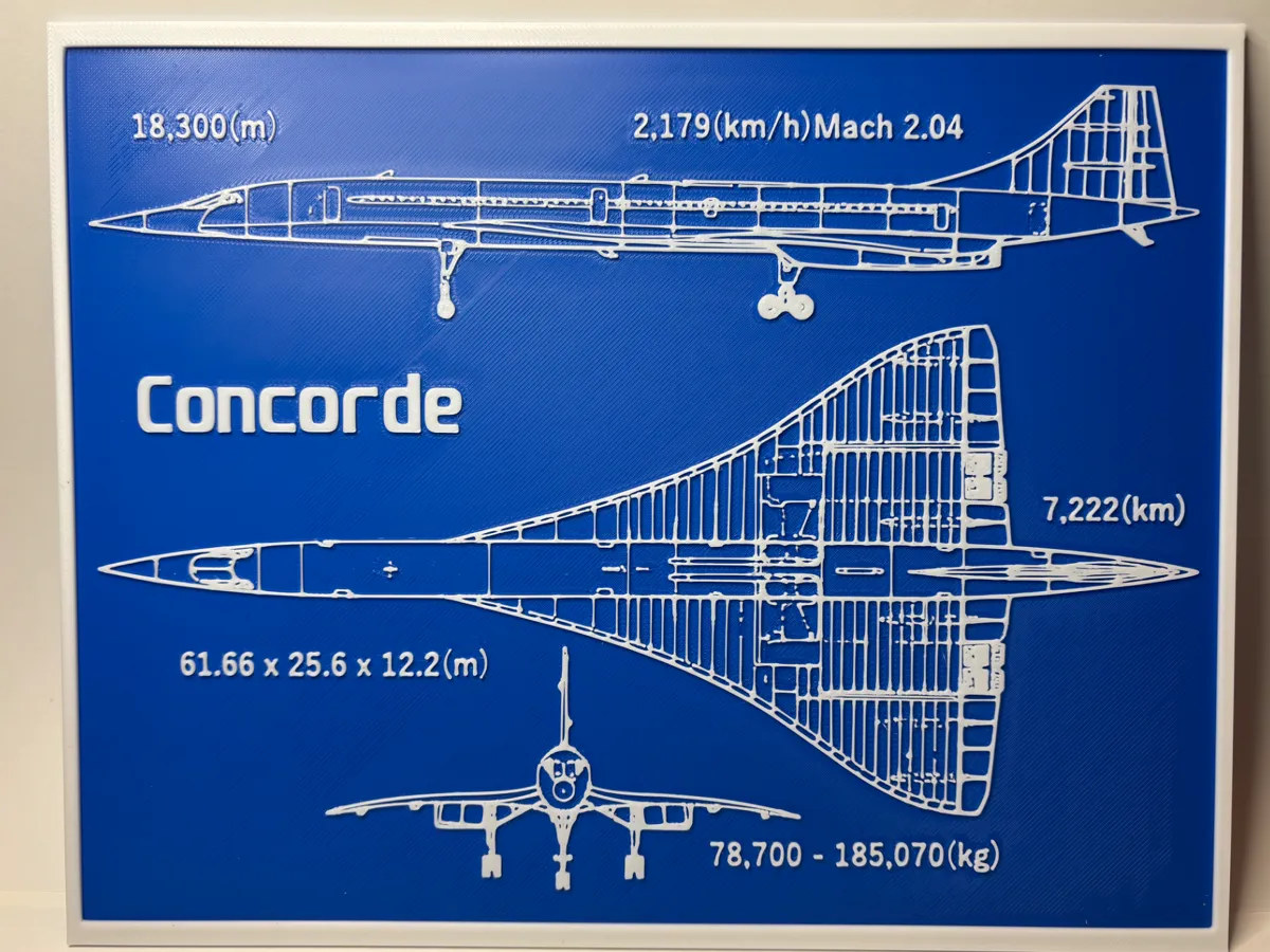 Concorde - Blueprint - Technical Drawing - Free 3D Print Model - MakerWorld