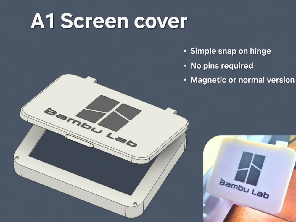 A1 Screen Cover (Snap on hinge) by fabe MakerWorld: Download Free 3D Models