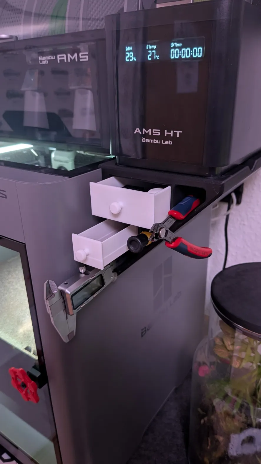 AMS HT Side Mount Shelf with Storage - P1S P2S X1C - Free 3D Print ...