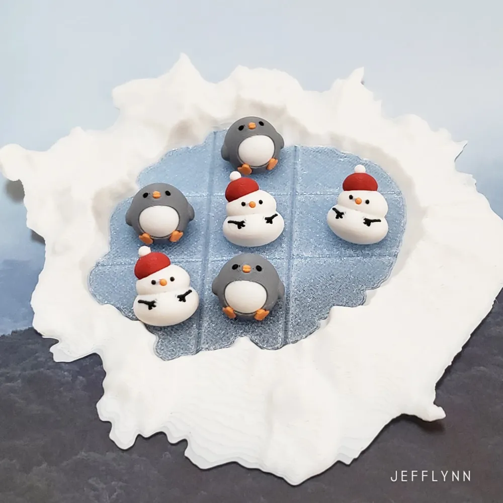 Tic Tac Toe - Frozen Lake (Penguin and Seal) - Free 3D Print Model ...