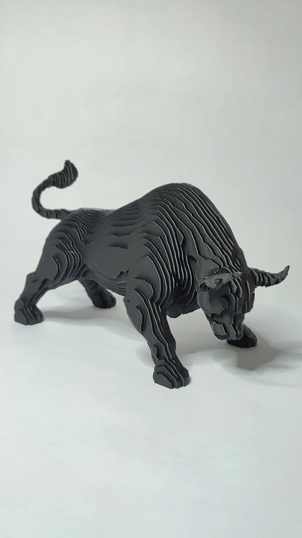 Decorative bull figurine–modern layered sculpture - Free 3D Print Model ...