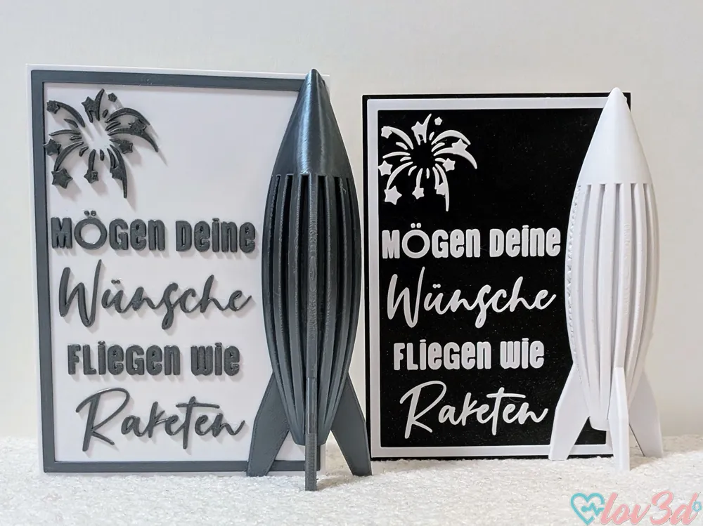 Self-Standing Postcard: "Rocket Wishes" - Free 3D Print Model - MakerWorld