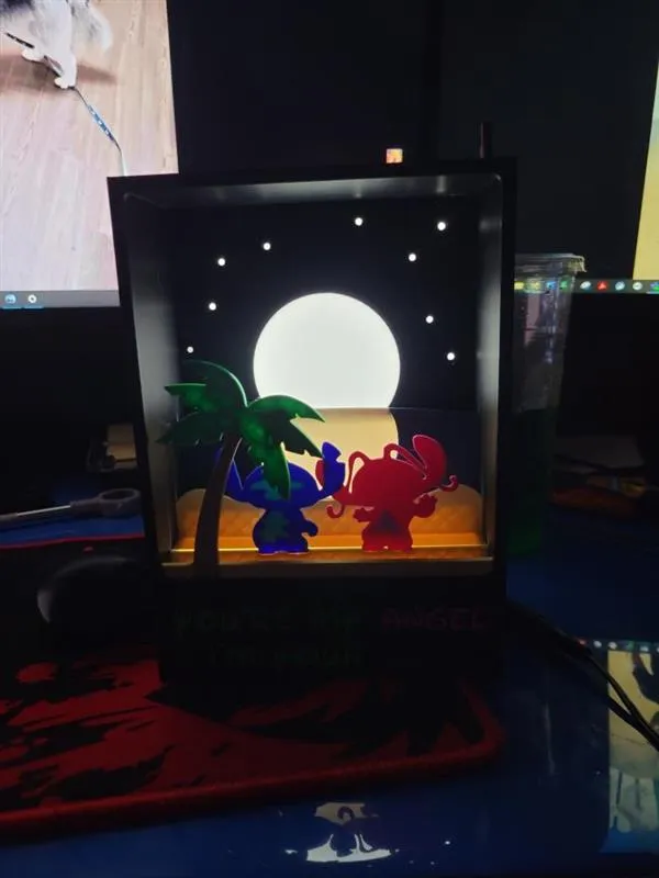 Stitch & Angel Shadow Box by jb.anderson.2016 - MakerWorld