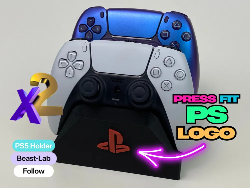 Customizable Dual PS5 Controller Holder - Free 3D Print Model - MakerWorld