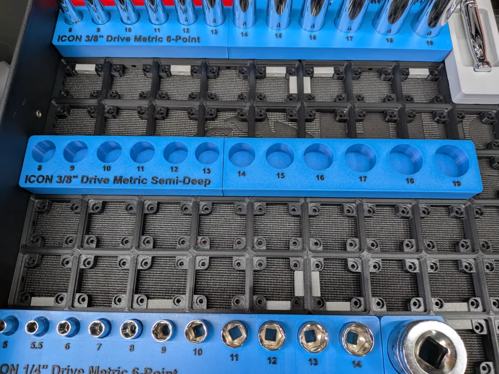 ICON 3/8" Metric Semi-Deep Gridfinity Holder by DisownedPenny MakerWorld: Download Free 3D Models