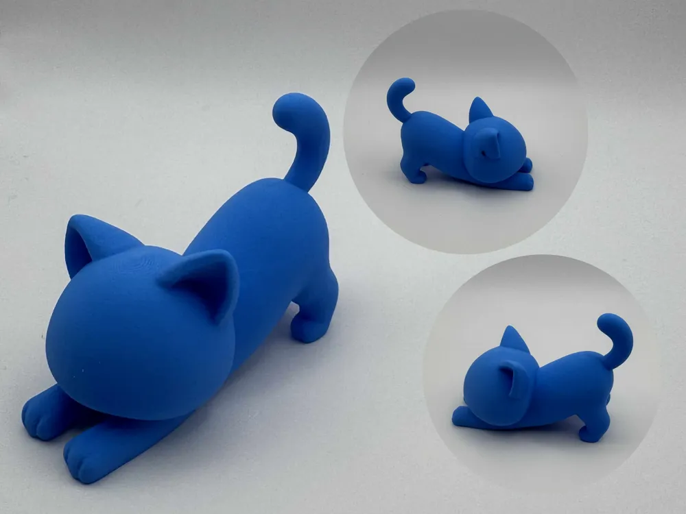 Stretching Cat – minimalist decor figure - Free 3D Print Model - MakerWorld
