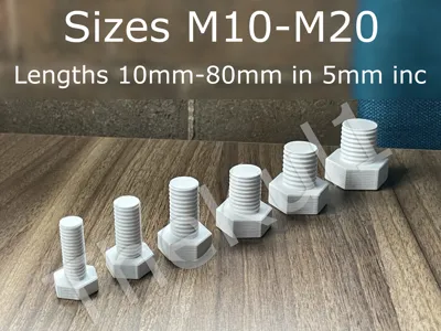Metric Nuts and Bolts M10-M20 - Free 3D Print Model - MakerWorld