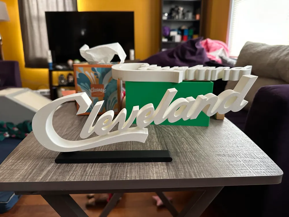 Cleveland Script Sign w/Stand by victhebum - MakerWorld