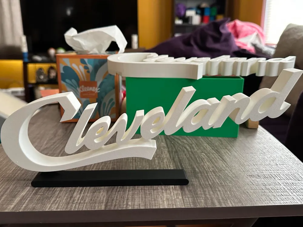 Cleveland Script Sign w/Stand by victhebum - MakerWorld