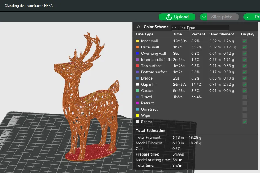 Standing deer wireframe HEXA // 18 gr // nosupport Remixed by Royke1999 ...