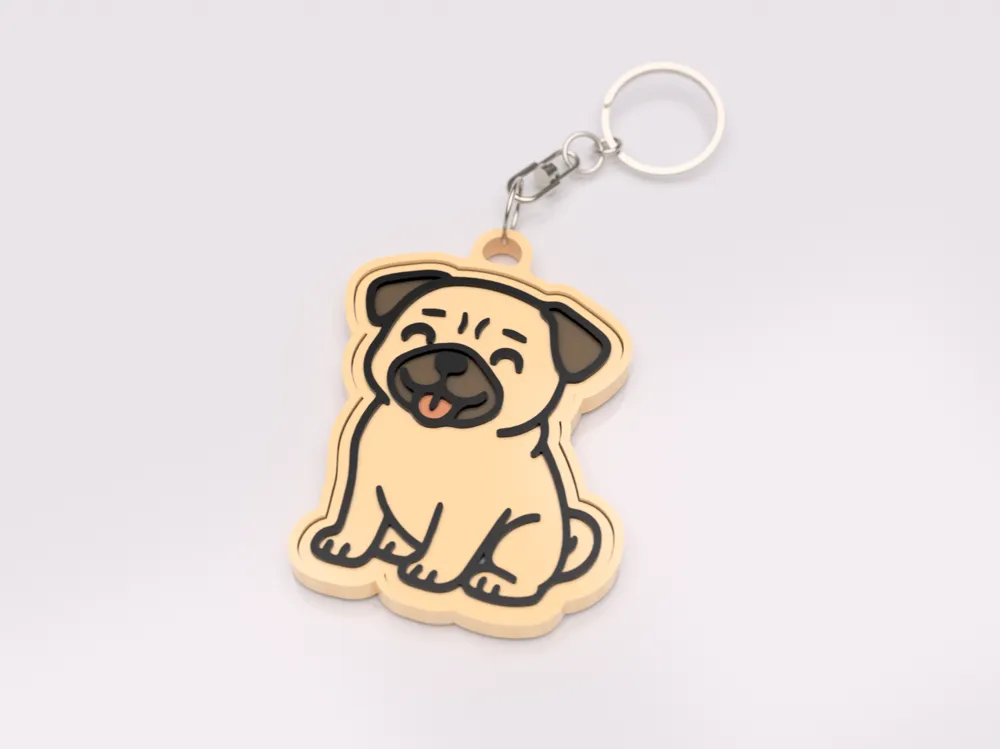 Pug Keychain by Vismond MakerWorld: Download Free 3D Models