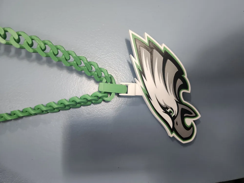 Eagles BIG pendant on Cuban link chain - Free 3D Print Model - MakerWorld
