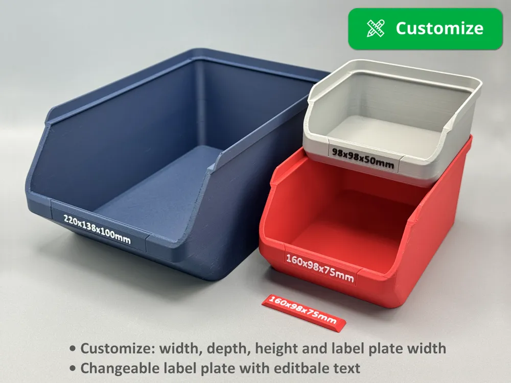 Stackable storage box (customizable) - Free 3D Print Model - MakerWorld