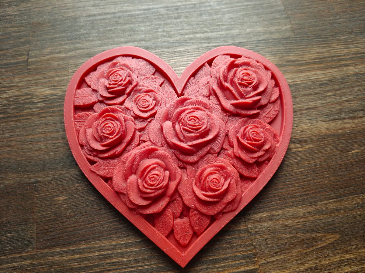 Rose Heart Relief – Romantic Floral Heart Wall Art - Free 3D Print ...
