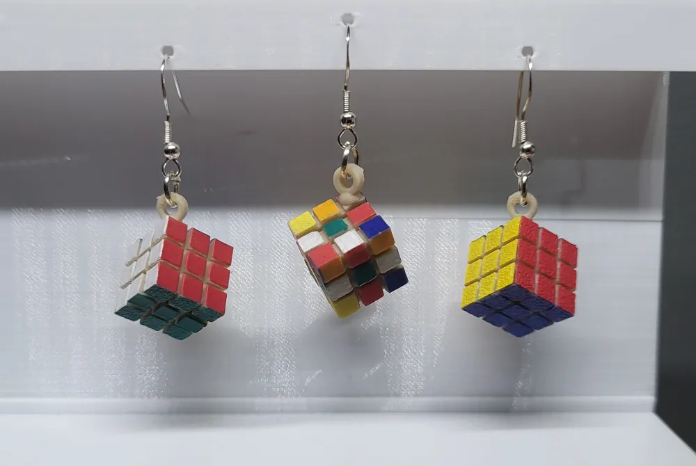 rubiks cube earrings - Free 3D Print Model - MakerWorld