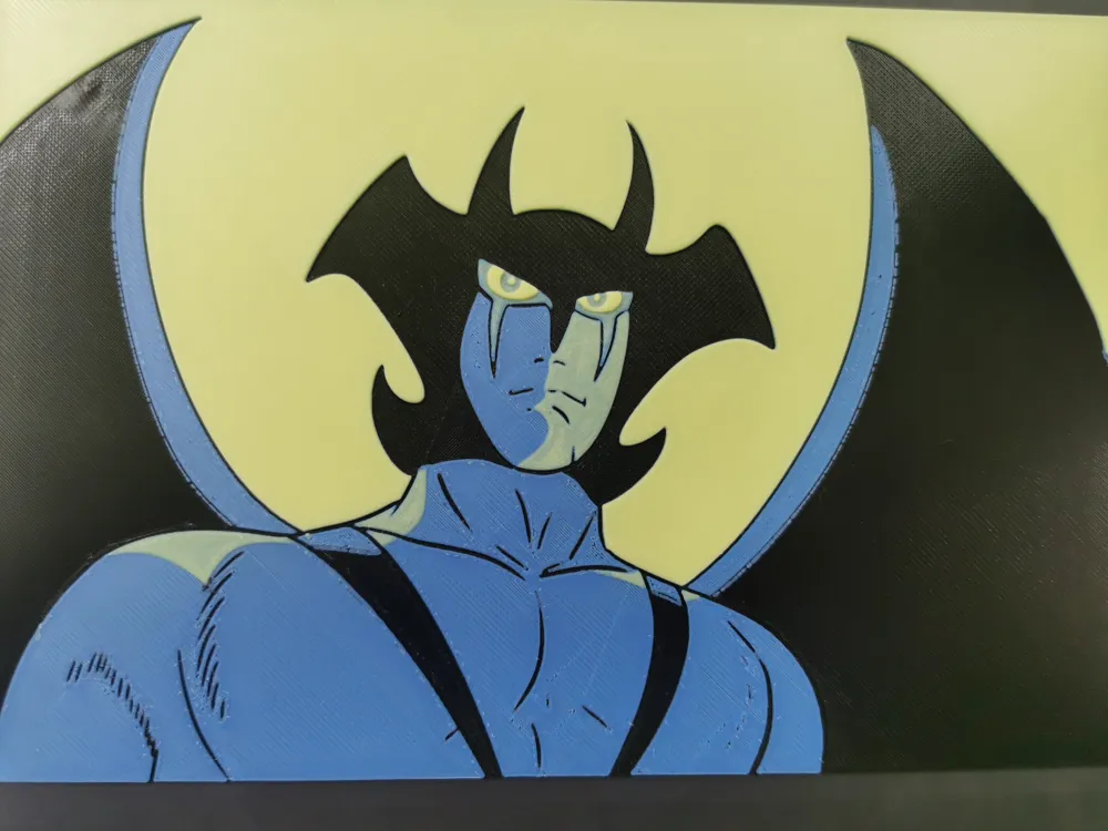 Devilman Black Blue Yellow - (HueForge) by CUBE 3D_LAB - MakerWorld