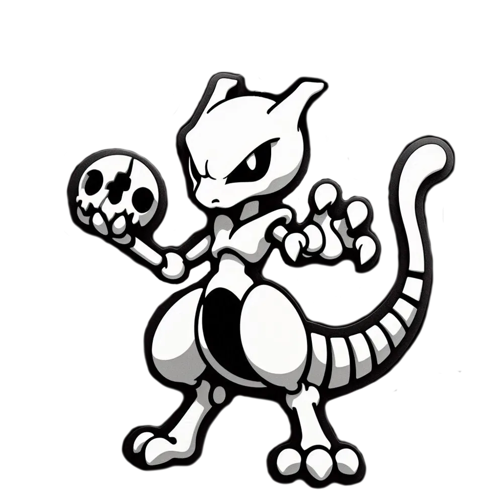 Pokemon Mewtwo Skeleton Halloween Skull Keychain by izzilight123 ...