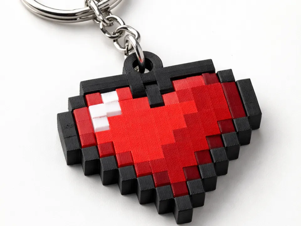 Pixel art Minecraft heart keychain gift - Free 3D Print Model - MakerWorld
