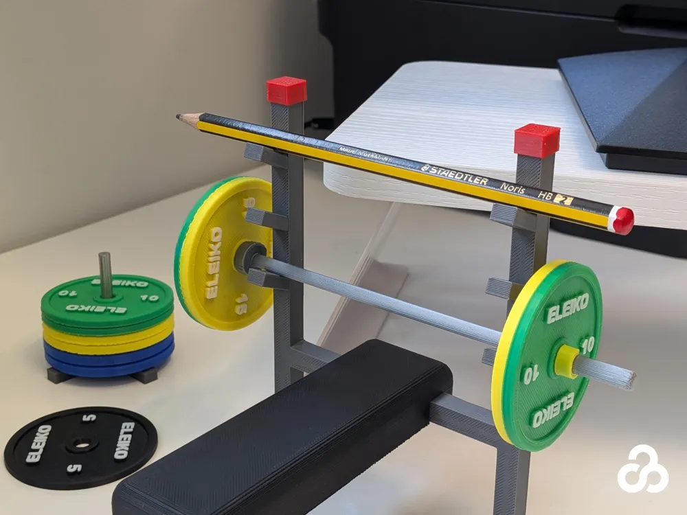 Mini Bench Press Pen Rack | BIC and pencil holder - Free 3D Print Model ...