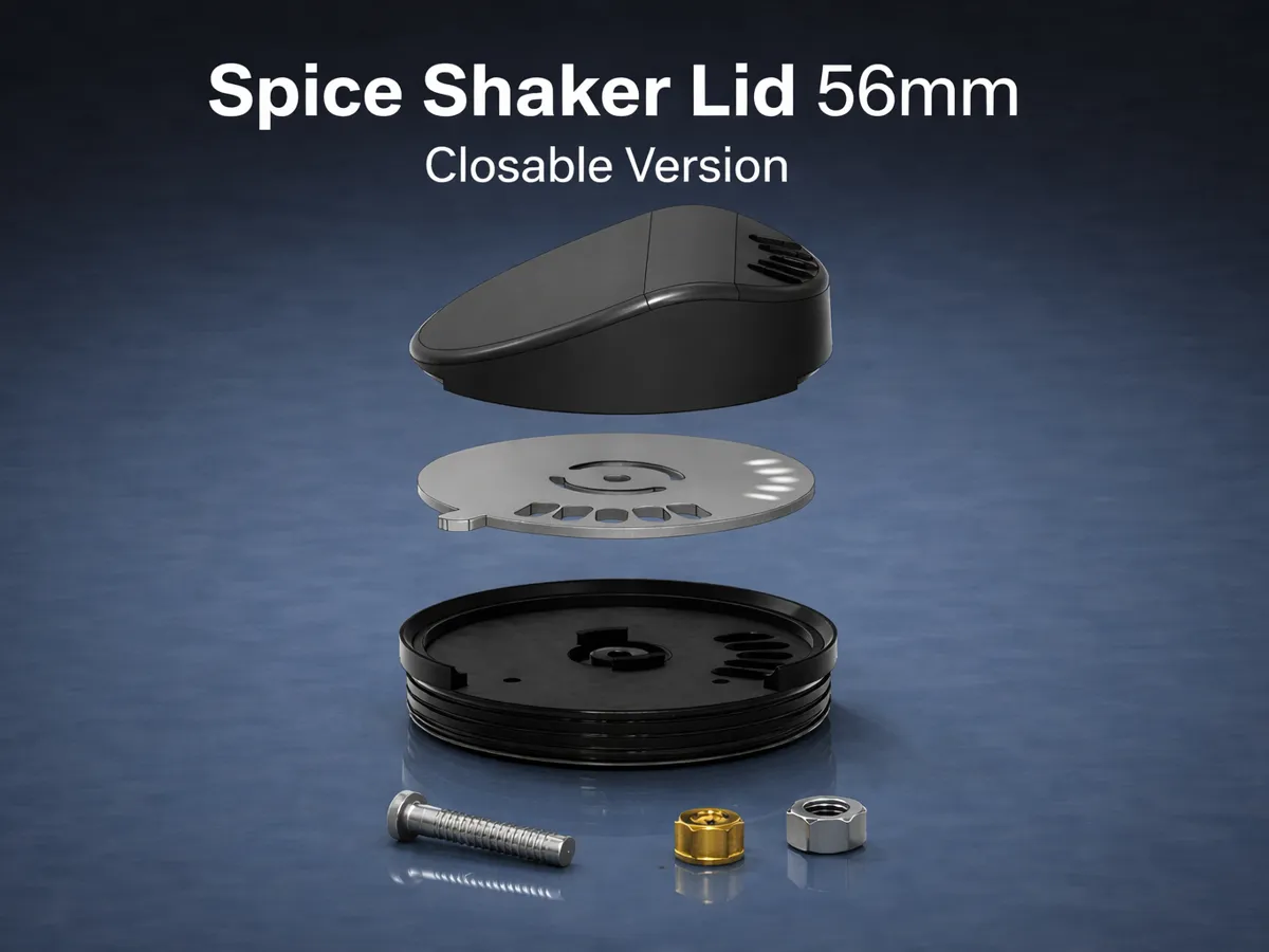 Spice Shaker Lid 56mm Closable Version - Free 3D Print Model - MakerWorld
