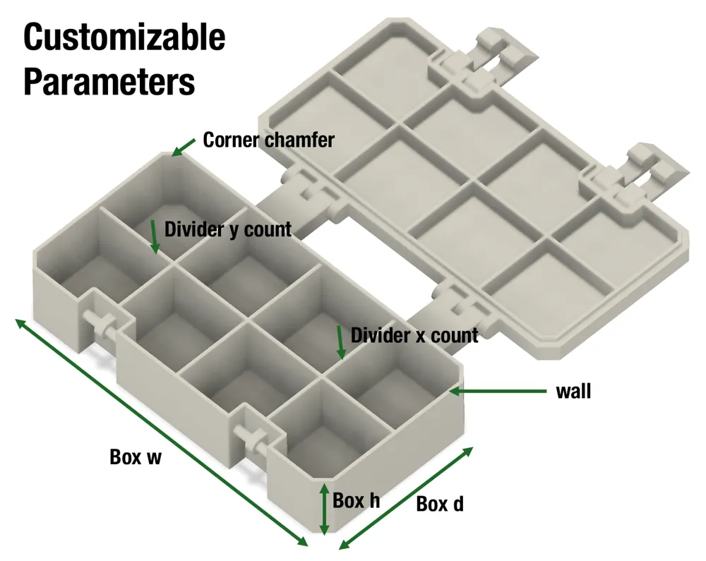 Rugged Storage Box Print in Place (Customizable) - Free 3D Print Model ...