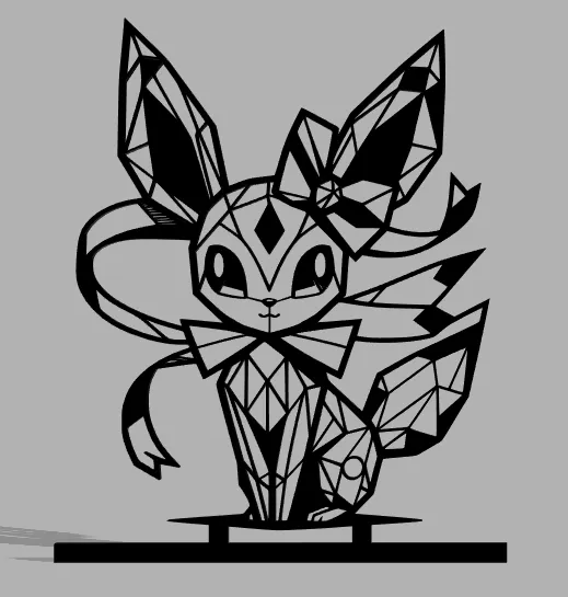 Geometric Low Poly Sylveon model V.3 with display plate by 3D Print ...