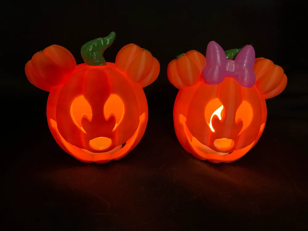 ミッキーとミニー マジックマウス パンプキンライト 作成者： Valkyrie Forge MakerWorld：無料3Dモデルをダウンロード