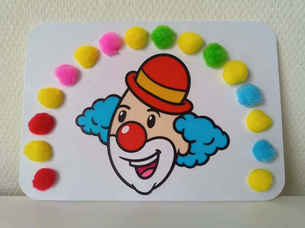 Clown plate pom poms by Educational 3d games - MakerWorld