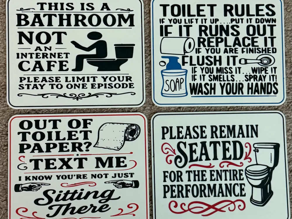 FUNNY BATHROOM SIGNS - Free 3D Print Model - MakerWorld