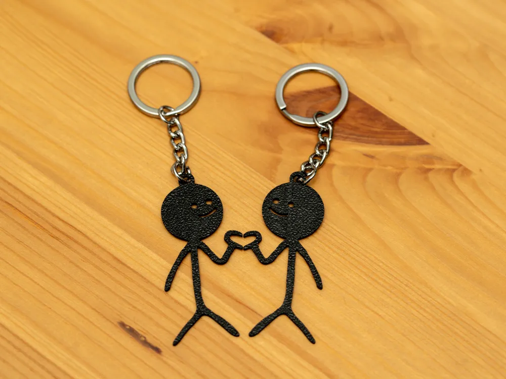 Minimalist Stick Figure Couple Keychains by niesch85 - MakerWorld
