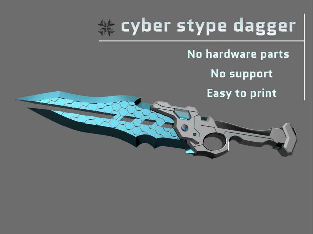 Cyber Style Dagger by 智艺工坊 MakerWorld: Download Free 3D Models