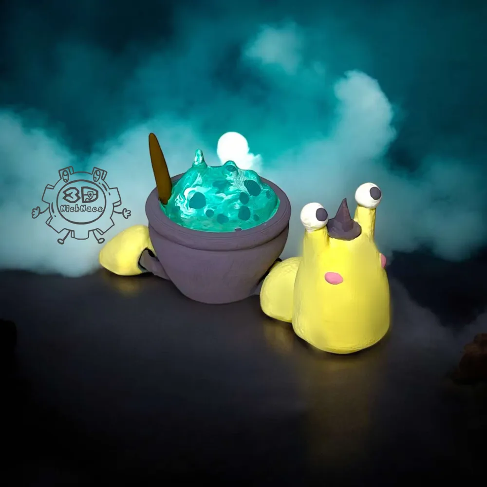 Cauldron Witch Snail Halloween Flexi by 3DNickNacs MakerWorld: Download ...