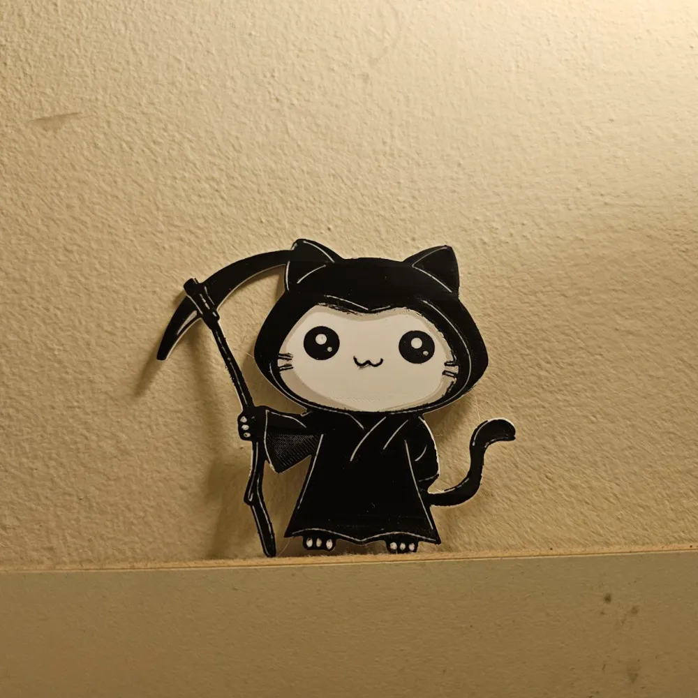 Grim Reaper Cute Cat Halloween Decoration Remixed by S3D - MakerWorld