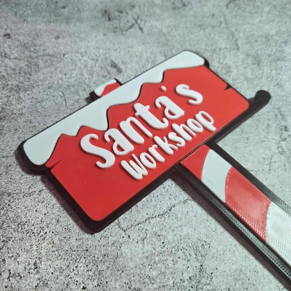 Santa's Workshop Door Corner Sign - Free 3D Print Model - MakerWorld