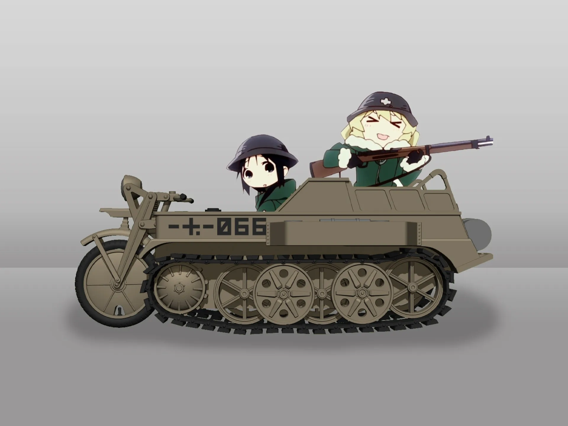 【Girls' Last Tour】Sdkfz.2 Half-track Motorcycle - Color and Part Split ...