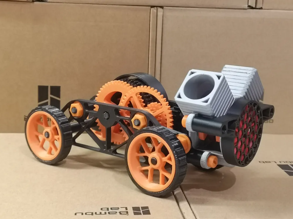 Coche de cuerda + motor de 2 cilindros - Modelo de impresión 3D ...